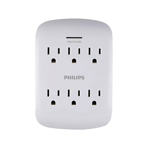 Philips 6-Outlet Wall Tap, White (SPP3461WA/37) | Staples