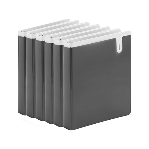 Poppin 1" 3-Ring Non-View Binders, D-Ring, Dark Gray, 6/Pack (108671 ...