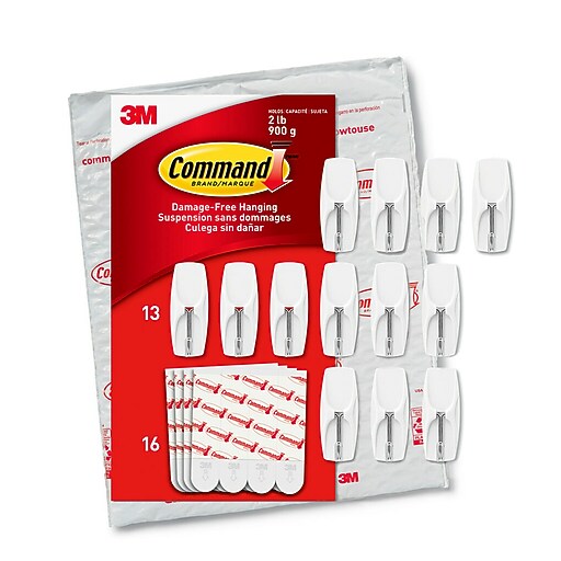 Command Medium Wire Hooks, 2 lb., White, 13/Pack (1706513NA) | Staples