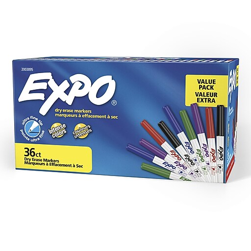 Expo Dry Erase Markers, Ultra Fine Tip, Assorted, 36/Pack (2003895 ...