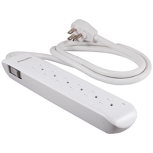 Philips 6-Outlet Surge Protector, 4', White (SPP3064WE/37) | Staples