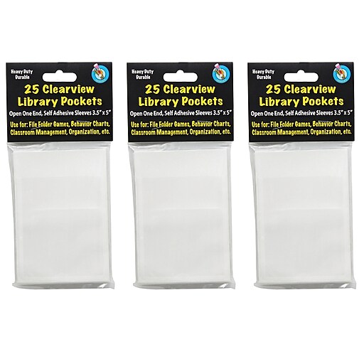 Ashley Productions Plastic Clear View Self-Adhesive Library Pocket, 3.5 ...