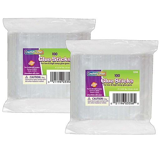 Creativity Street Hot Glue Sticks Classroom Pack, Clear, 100/Pack, 2 ...