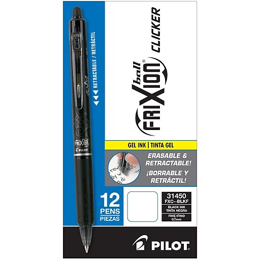 Pilot FriXion Ball Clicker Erasable Gel Pens, Fine Point, Black Ink ...