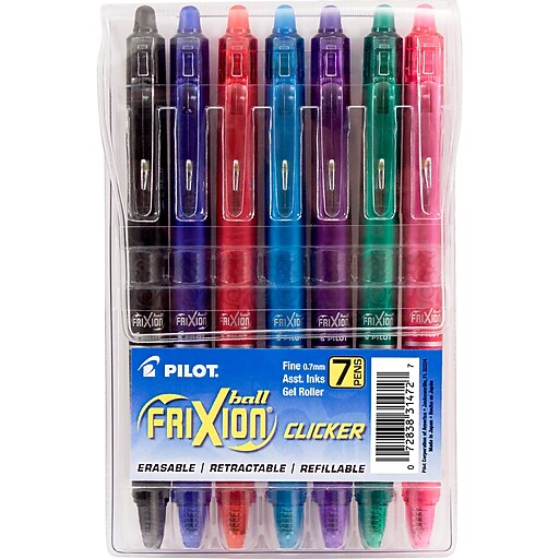 Pilot FriXion Ball Clicker Erasable Gel Pens, Fine Point, 0.7mm ...