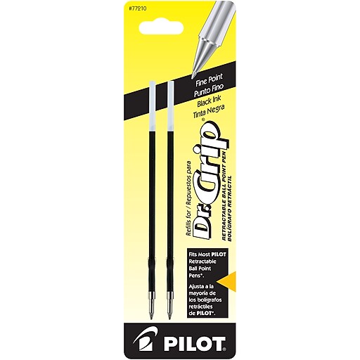 Pilot Dr. Grip Retractable Ballpoint Pen Refill, Fine Tip, Black Ink, 2 ...