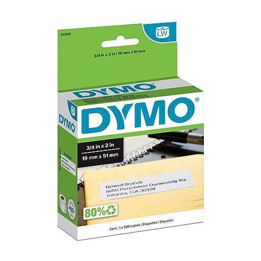 DYMO LabelWriter 30330 Return Address Labels, 2" x 3/4", Black on White ...