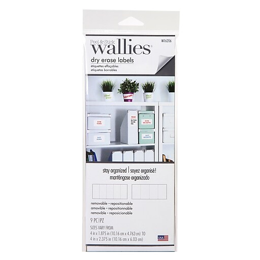 Wallies Dry Erase Rectangle Labels, White, 9 Pieces (WLE16206) | Staples