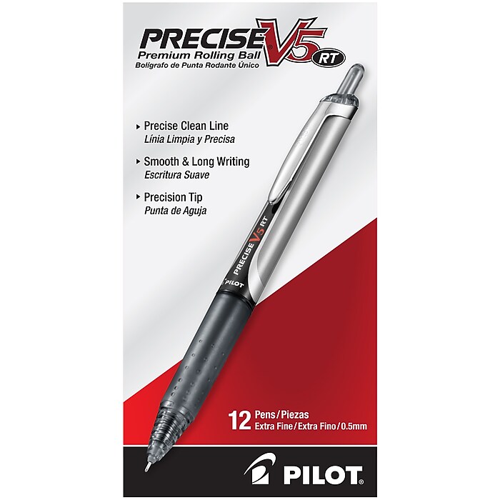 Pilot Precise V5RT Retractable Roller Ball Pen 0.5mm Black Ink Barrel