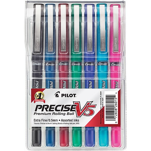 Pilot Precise V5 Rollerball Pens, Extra Fine Point, Assorted Ink, 7 ...