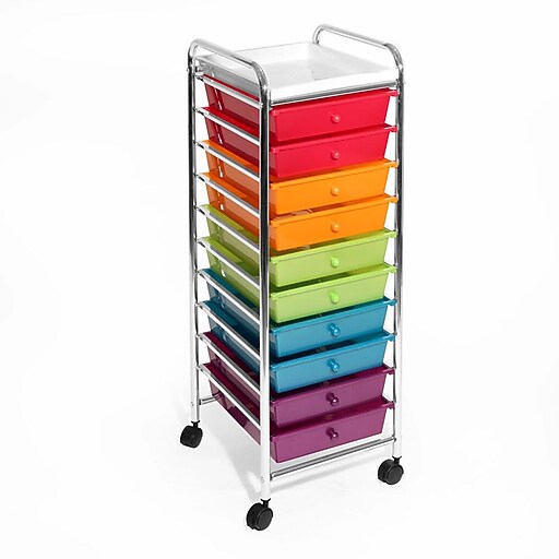 Seville Classics 10-Drawer Organizer Cart, Pearlescent Multi-Color ...