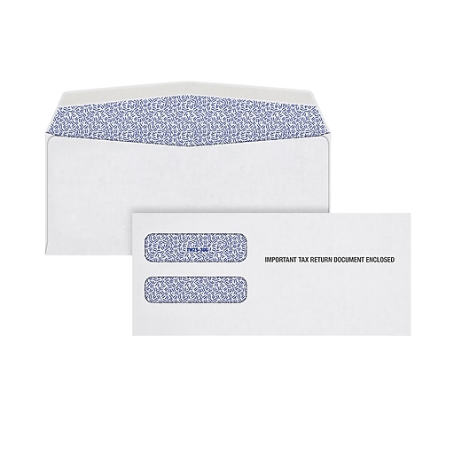 Adams Gummed W-2 Double Window Envelope, 3 7/8" x 8 1/4", White, 100 ...