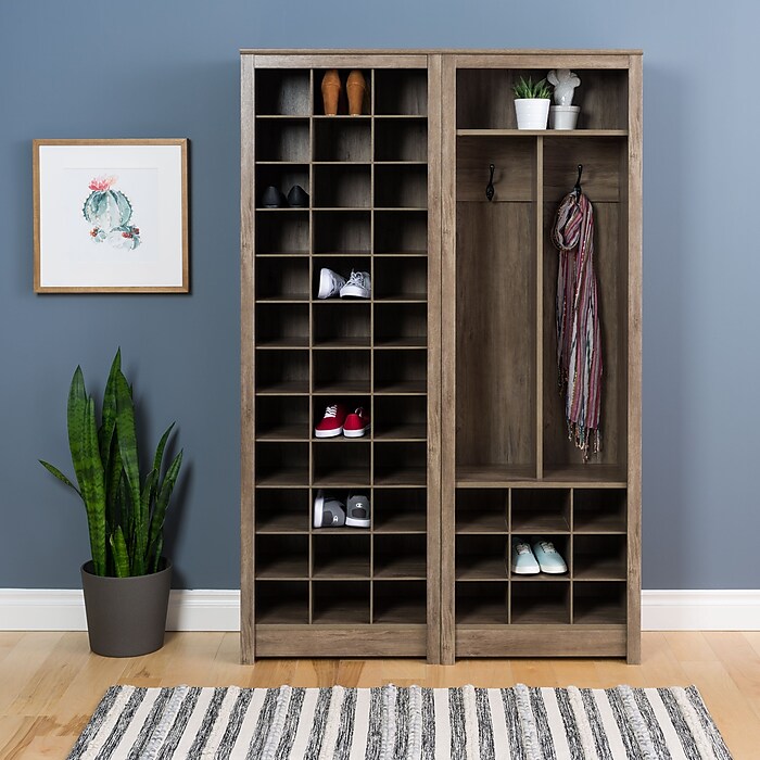 Prepac Space Saving Shoe Storage Cabinet Drifted Gray DUSR 0009 1 Staples