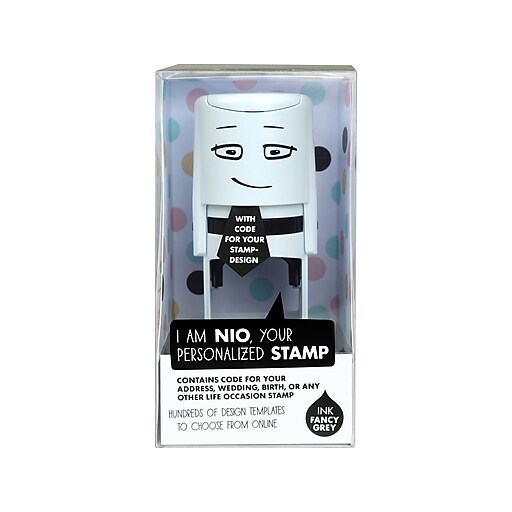 Cosco NIO Self-Inking Stamp with Personalized Voucher, Fancy Gray Ink ...