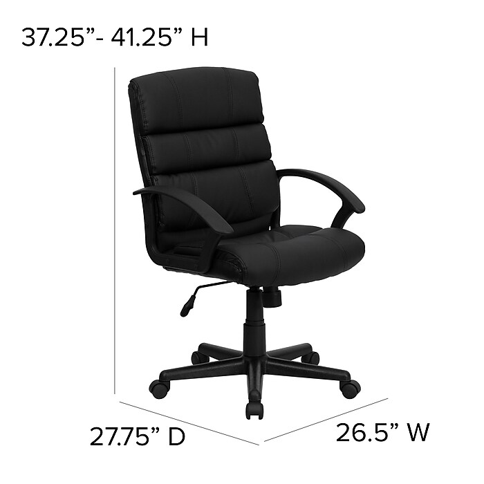 Flash Furniture Lane LeatherSoft Swivel Mid Back Task Office Chair Black GO1004BKLEA Staples