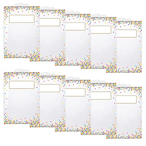 Polyethylene Hanging Storage/Book Bag, 11" x 16", Confetti Pattern, 5 ...