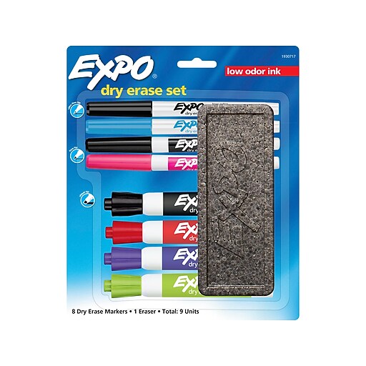 Expo Dry Erase Markers, Assorted Tips, Assorted Colors, 8/Pack(1930717 ...