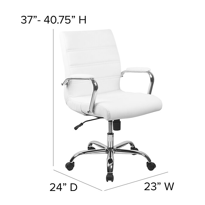 Flash Furniture Whitney Ergonomic LeatherSoft Swivel Mid Back Executive Office Chair White Chrome GO2286MWH