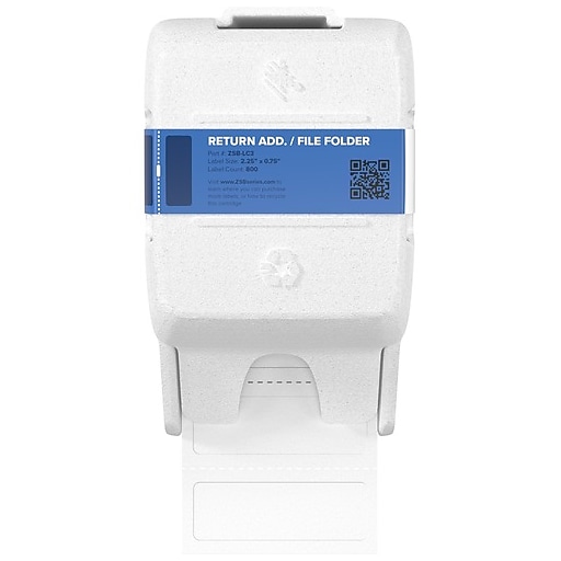 Zebra Return Address/File Folder Label, 2.25" x .75", White, 800 Labels ...