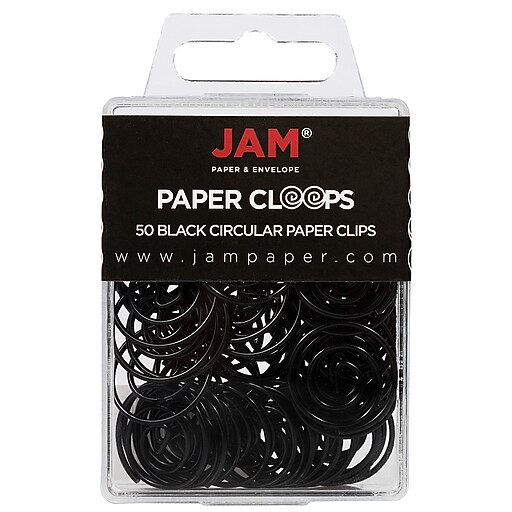 JAM Paper Colored Circular Paper Clips, Round Paperclips, Black, 2 ...