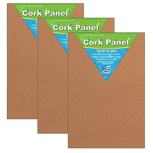 Flipside Products Cork Panel, 12.5" x 26", Pack of 3 (FLP37012-3) | Staples