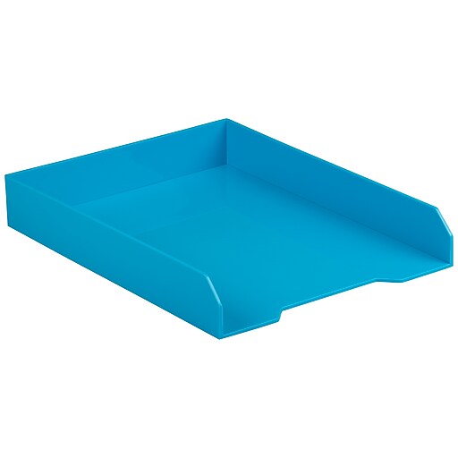 JAM Paper Stackable Front Loading Letter Tray, Letter Size, Blue ...