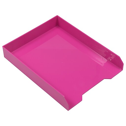 JAM Paper Stackable Front Loading Letter Tray, Letter Size, Pink ...