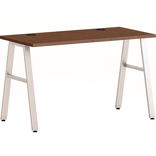 HON Mod 48"W Table Desk, Slate Teak (HLPL4824LS1ALEGSLV) | Staples