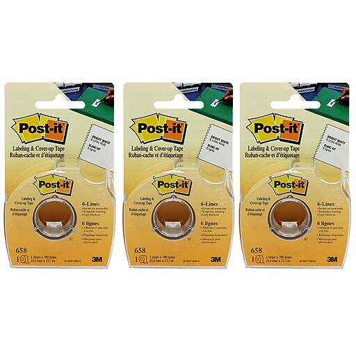 3M Post-it Labeling & Cover-up Tape, 1" x 700" Per Roll, 3 Rolls | Staples