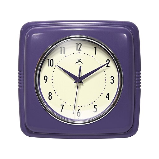 Infinity Instruments Square Retro Wall Clock, 9.25" (13228PRHT-4103 ...