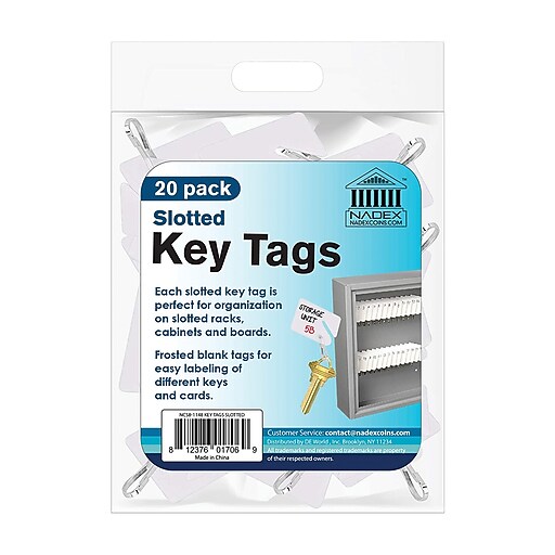 Nadex Coins Slotted Key Tags, 20 Pack, (NCS8-1148) | Staples