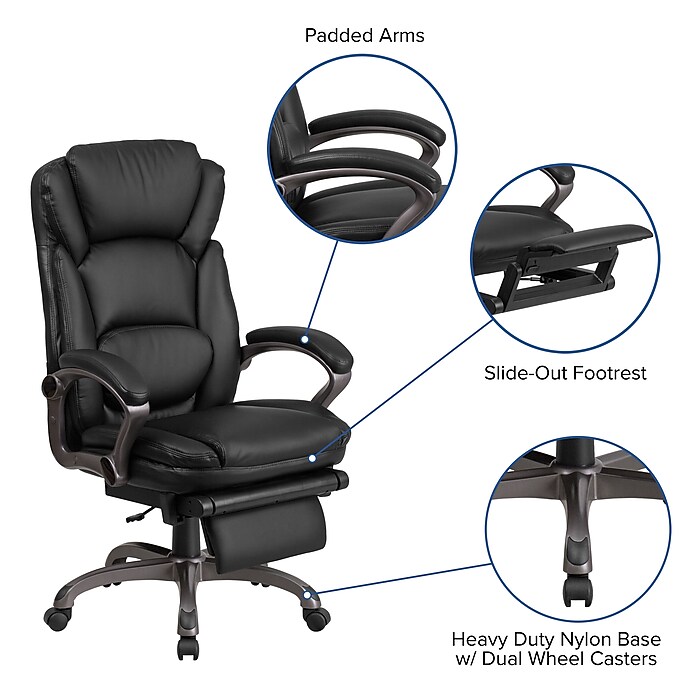 Flash Furniture Martin Ergonomic LeatherSoft Swivel High Back Executive Reclining Office Chair Black BT90279H Staples