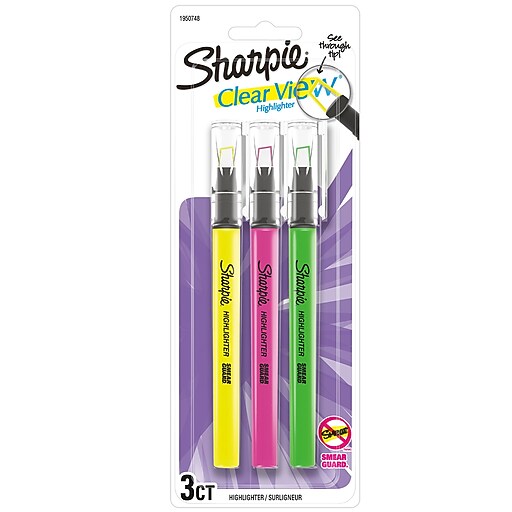 Sharpie Clear View Highlighter, Chisel Tip, Assorted, 3/Pack (1950748/ ...