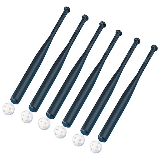 Champion Sports Plastic Baseball Bat & Ball Combo Set, Black/White, 6 ...