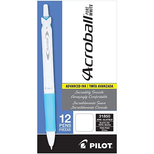 Pilot Acroball PureWhite Advanced Ink Retractable Ballpoint Pens, 0.7 ...
