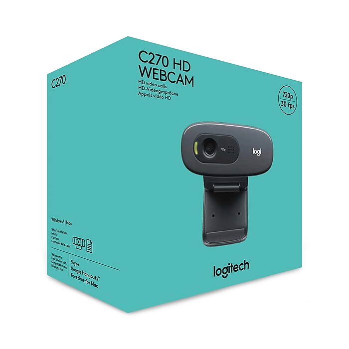 Logitech C270 HD Webcam with Noise Reducing Mics for Video Calls Staples