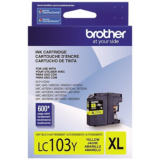 Brother LC103Y Yellow High Yield Ink Cartridge (LC103YS) | Staples