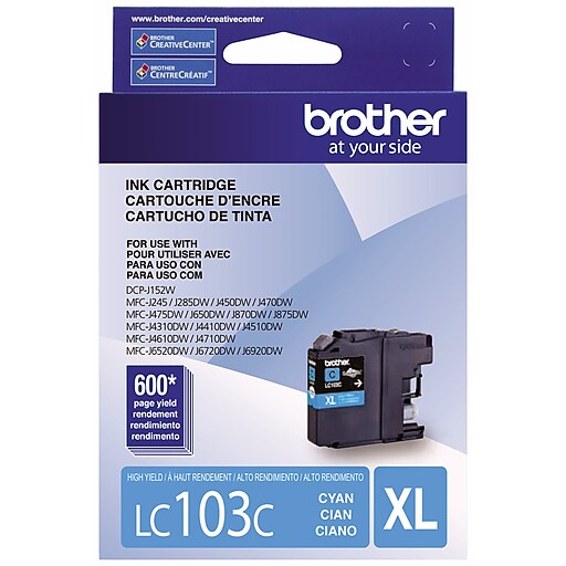 Brother LC103C Cyan High Yield Ink Cartridge (LC103CS) | Staples