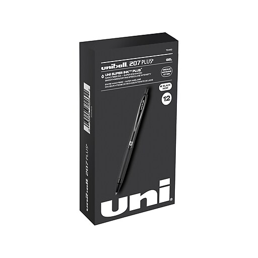 uniball 207 Plus+ Retractable Gel Pens, Medium Point, 0.7mm, Black Ink ...