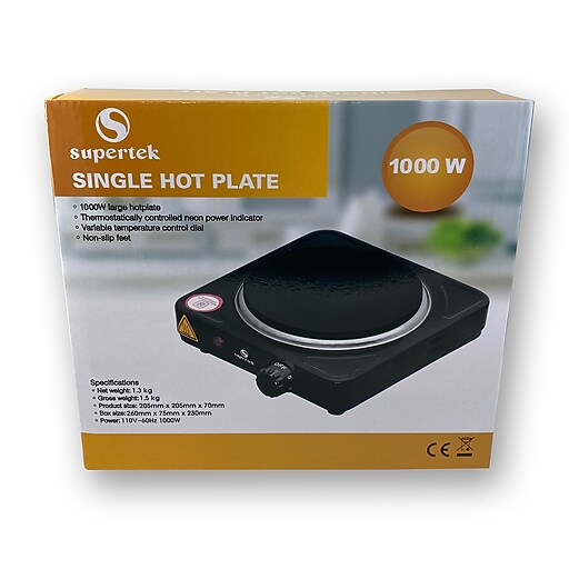 Supertek Hot Plate, 8", Black (SKFCH11171CSP) | Staples