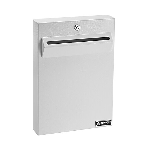 AdirOffice Steel Drop Box with Key Lock, 16"H x 11"W x 2.4"D, White ...