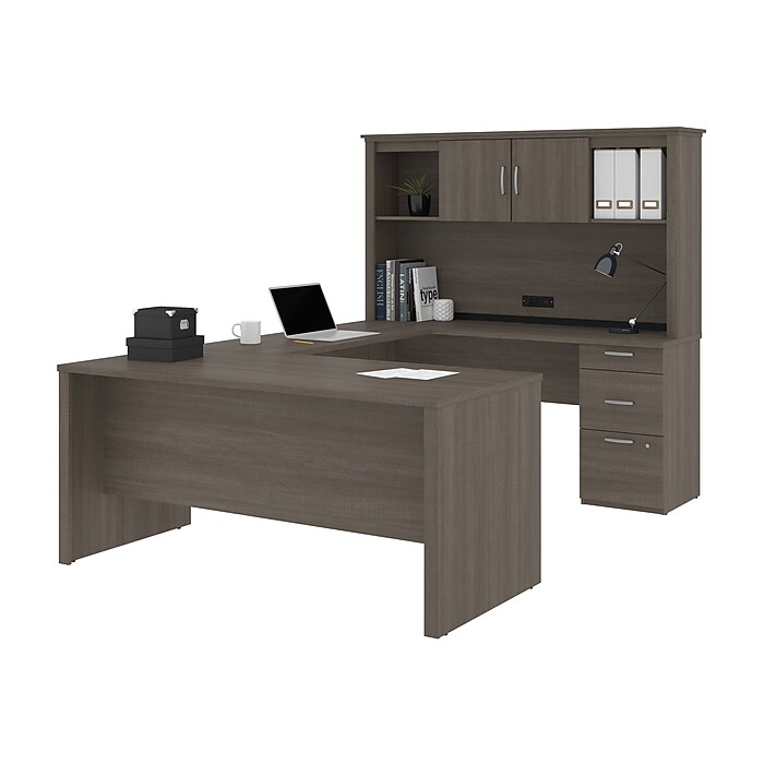 Logan U Shaped Desk Bark Gray Bestar