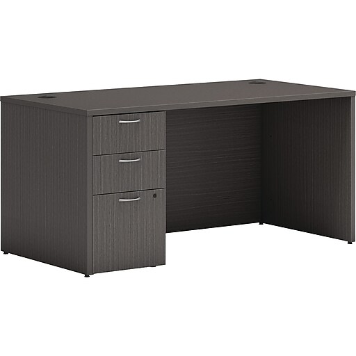 HON Mod 60"W x 30"D Single-Pedestal Desk, Gray (HLPLDS60PSSL1) | Staples