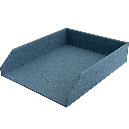 Martha Stewart Stackable Letter Tray, Navy Faux Leather (MS110C) | Staples