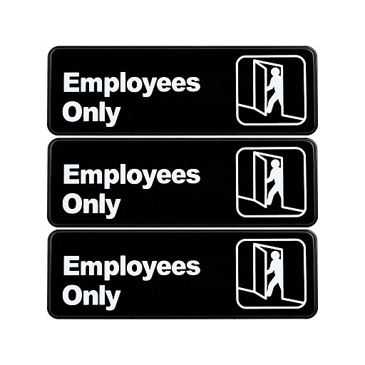 Excello Global Products Employees Only Indoor/Outdoor Wall Sign, 9" x 3 ...