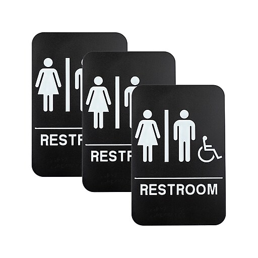 Excello Global Products Restroom Sign with Braille Indoor/Outdoor Wall ...