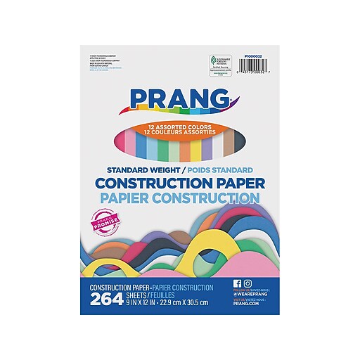 Prang 9" x 12" Construction Paper, Assorted Colors, 264 Sheets/Pack ...