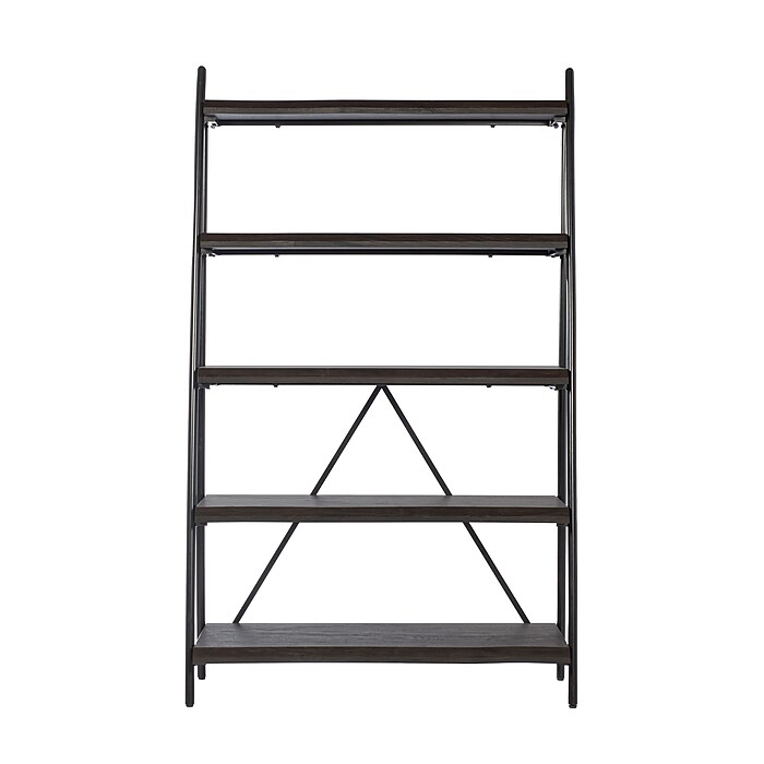 Gry Mattr Live Edge 66.14 H 5 Shelf Ladder Bookcase Black Walnut GMCC 00842 Staples