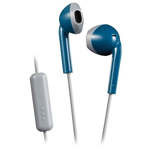 JVC Retro In-Ear Earbuds with Microphone, Blue (HAF19MAH) | Staples