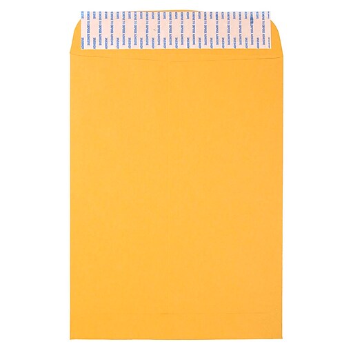 JAM Paper Peel & Seal Kraft Open End Catalog Envelope, 9" x 12", Brown ...
